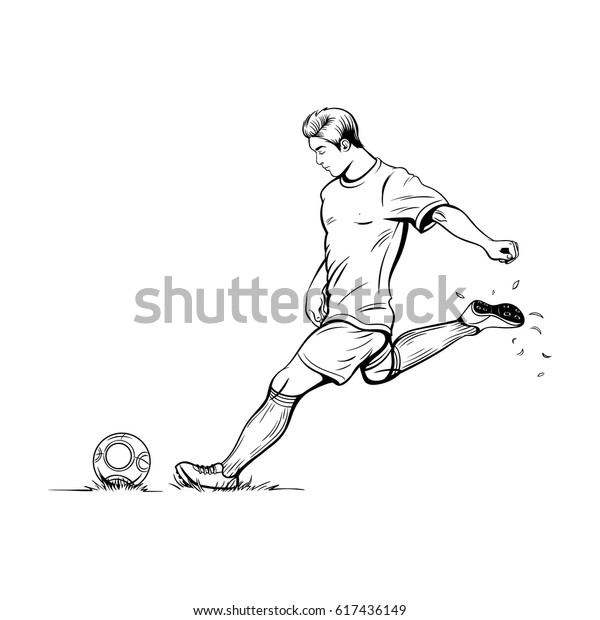 Vector Black White Football Player Illustration Stock Vector (Royalty ...
