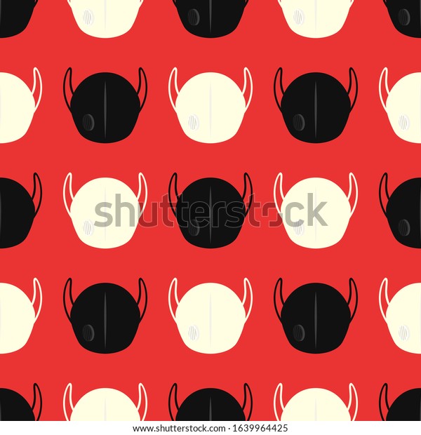 Vector Black White Germ Mask Seamless Stock Vector (Royalty Free ...
