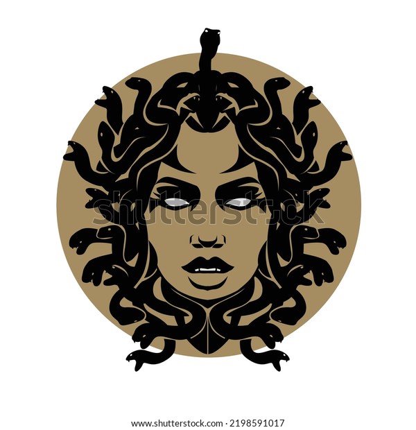 Vector Black White Golden Medusa Gorgon Stock Vector (Royalty Free ...