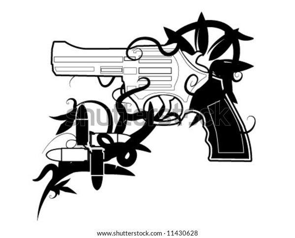 Vector Black White Gun Emblem Design Stock Vector (Royalty Free) 11430628