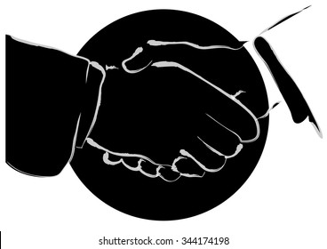Vektor Stok Vector Black White Handshake Icon (Tanpa Royalti) 344174192 ...