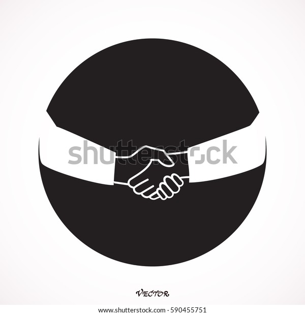 Vector Black White Handshake Icon Flat Stock Vector (Royalty Free ...