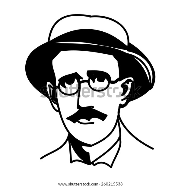 Vector Black White Illustration James Joyce Stock Vector (Royalty Free ...