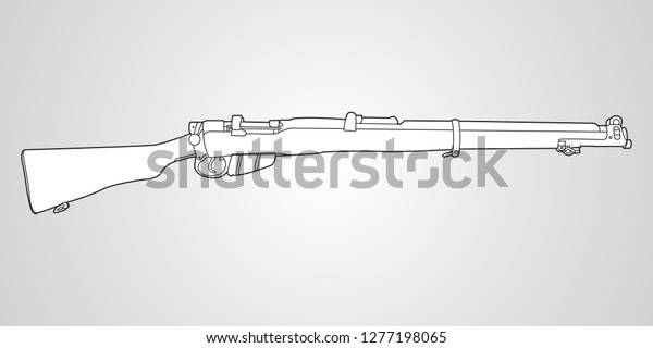 Vector Black White Illustration Lee Enfield Stock Vector (Royalty Free ...