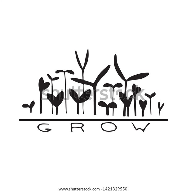 Vector Black White Illustration Sprouts Word: เวกเตอร์สต็อก (ปลอดค่า ...