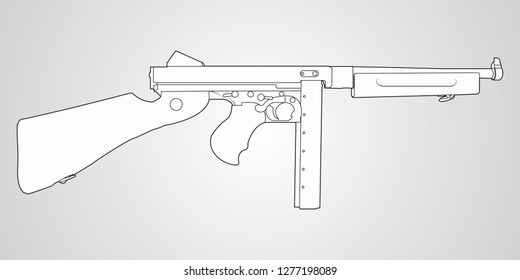 Vector Illustration Thompson M1a1 Submachine Gun: เวกเตอร์สต็อก (ปลอด ...