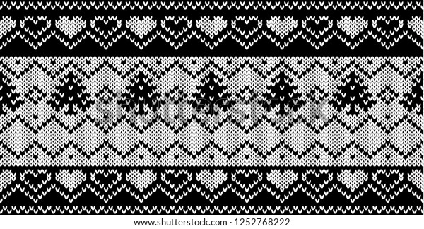 Vector Black White Knitted Seamless Pattern Stock Vector (Royalty Free ...