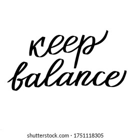 Vector Black White Lettering Keep Balance Stock Vector (Royalty Free ...