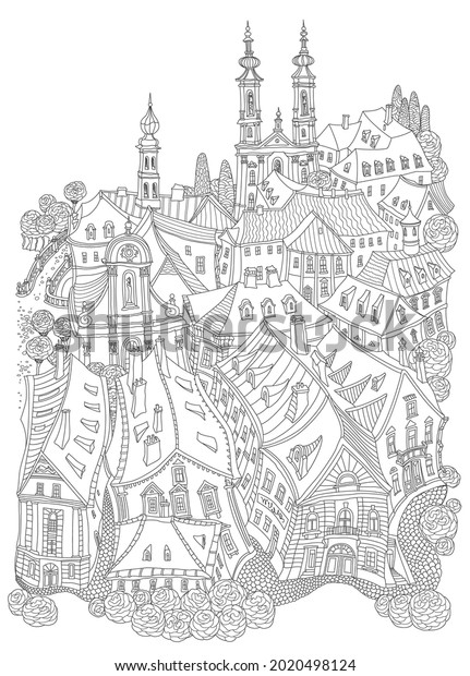 Vector Black White Outline Contoured Fantasy Stock Vector (Royalty Free ...