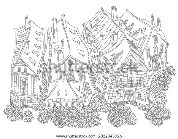 Vector Black White Outline Contoured Fantasy Stock Vector (Royalty Free ...