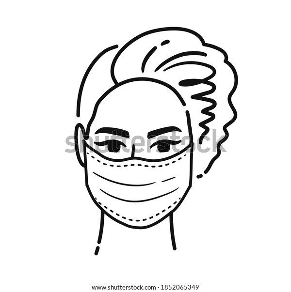Vector Black White Outline Illustration Character Stock Vector Royalty Free 1852065349