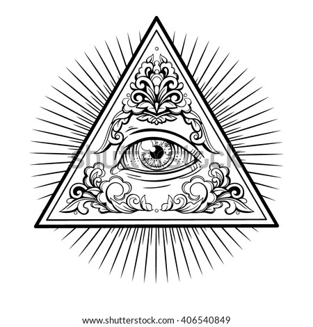 Vector Black White Pyramid Eye Illustration 스톡 벡터(사용료 없음) 406540849 ...