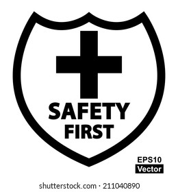 Vector Black White Safety First Shield: vector de stock (libre de ...
