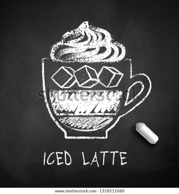 Vector Black White Sketch Iced Latte Stock Vector (Royalty Free ...