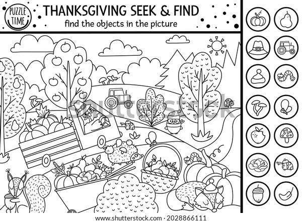 Vector Black White Thanksgiving Searching Game Stock Vector (Royalty ... Vector Black White Thanksgiving Searching Game Stock Vector (Royalty ...