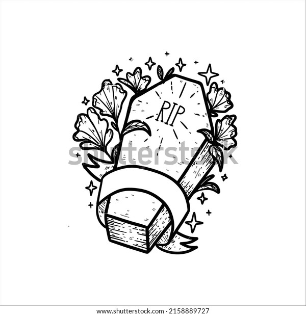 Vector Black White Tomb Rip Inscriptioncoloring Stock Vector (Royalty ...