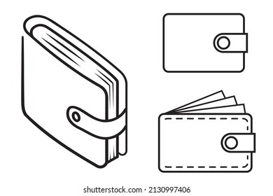 Vector Black White Wallet Illustration Wallet Stock Vector (Royalty ...