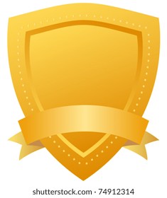 Blank Golden Shield Ribbon Gold Shield Stock Illustration 1484314058