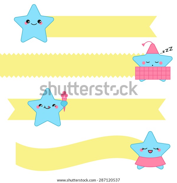 Vector Blank Template Kawaii Stars On Stock Vector (Royalty Free) 287120537