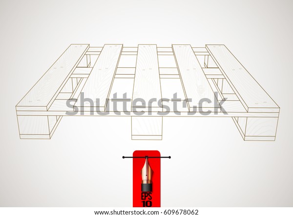 Vector Block Pallet Outline Sketch Illustration Stock Vector (Royalty ...