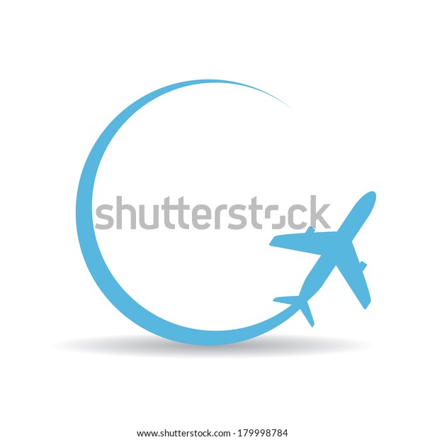 Vector Blue Airplane Icon On White Stock Vector (Royalty Free) 179998784