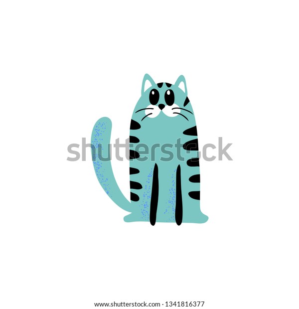 Vector Blue Color Striped Cat Cartton Stock Vector (Royalty Free ...