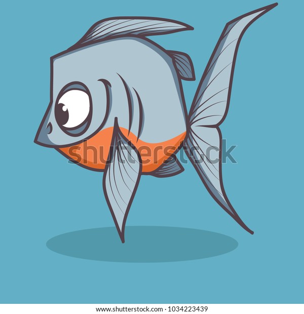 Vector Blue Cute Fish Character 7 Stock Vector (Royalty Free ...
