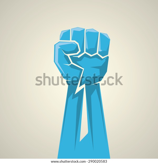 Vektor Stok Vector Blue Fist Icon Revolution Fist (Tanpa Royalti ...