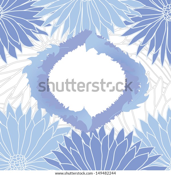 Vector Blue Flower Card On White Stock Vector (Royalty Free) 149482244 ...