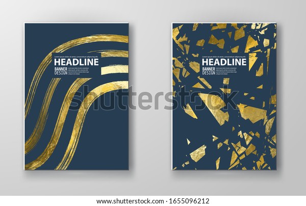Vector Blue Gold Design Templates Brochures Stock Vector (Royalty Free ...