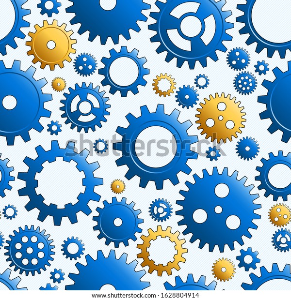 Vector Blue Gold Mechanical Cogwheel Seamless Stock Vector (Royalty ...