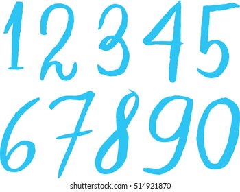 Sketch Blue Numbers Drawn By Colored Stock Vector (Royalty Free ...
