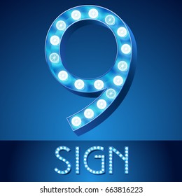 Vector Blue Light Alphabet Number 9 Stock Vector (Royalty Free ...
