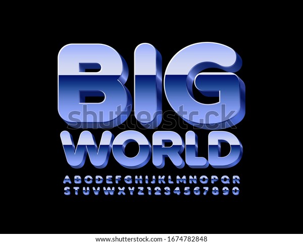 Vector Blue Metal Logo Big World Stock Vector (Royalty Free) 1674782848 ...