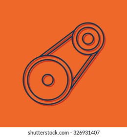 Vector Blue Outline Belt Drive Icon: vector de stock (libre de regalías ...