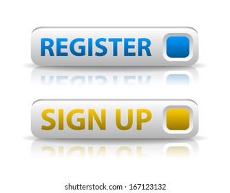 Vector Blue Register Yellow Sign Button Stock Vector (Royalty Free ...