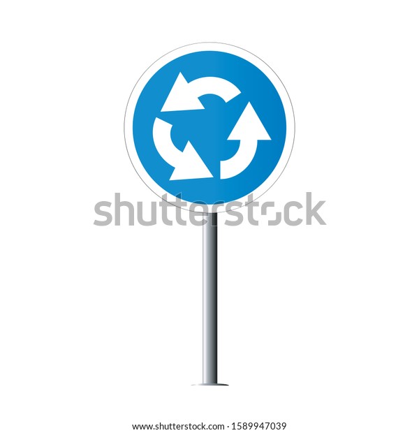 Vector Blue Regulatory Signs Roundabout On Stock Vector (Royalty Free ...
