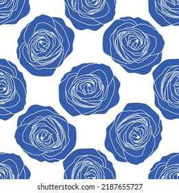 Vector Blue Roses Stripes Seamless Background Stock Vector (Royalty ...
