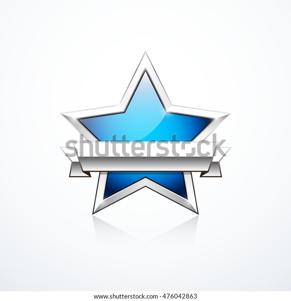 Vector Blue Star Ribbon Stock Vector (Royalty Free) 476042863 ...
