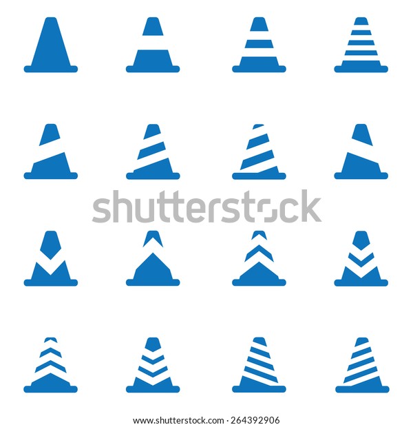 Vector Blue Traffic Cone Icons Set Stock Vector (Royalty Free ...