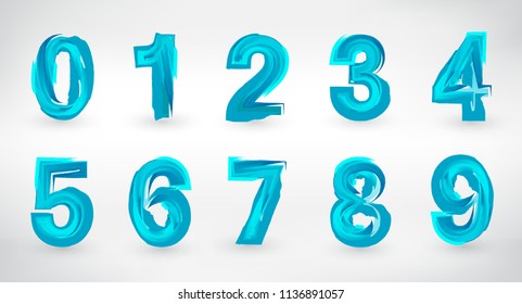 Vector Blue Watercolor Numbers Stock Vector (Royalty Free) 1136891057 ...