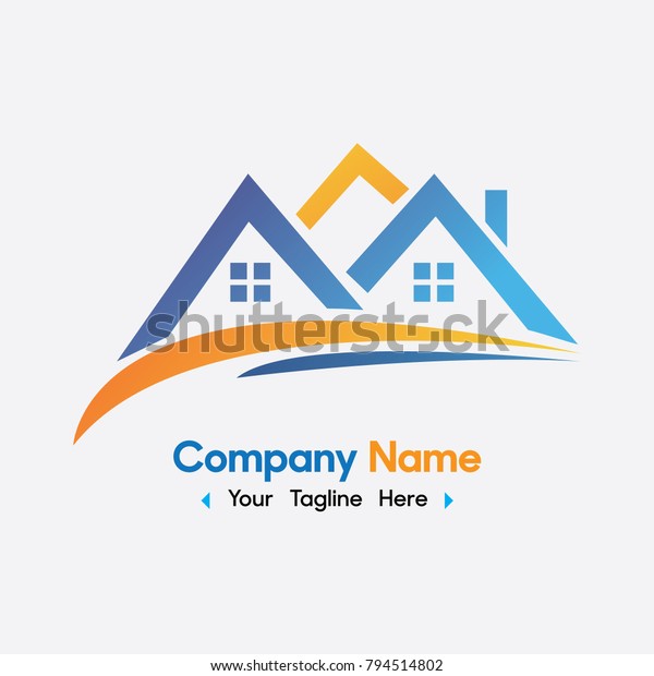 Vector Blue Yellow Home Logo Design Stock Vector (Royalty Free ...