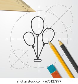 Vector Blueprint Balloons Icon On Engineer Stock Vector (Royalty Free ...