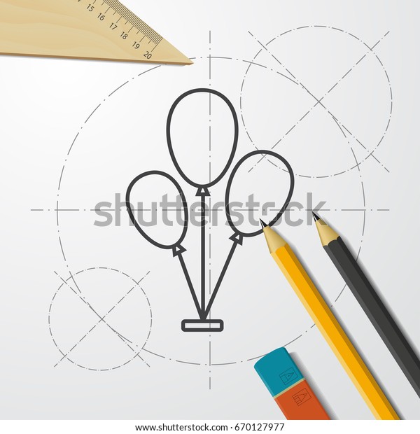 Vector Blueprint Balloons Icon On Engineer Stock Vector (Royalty Free ...