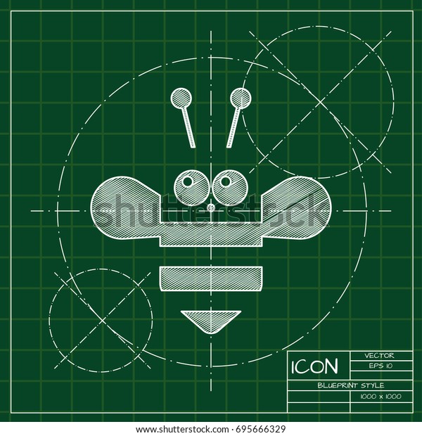 Vector Blueprint Bee Icon On Engineer Stock Vector (Royalty Free ...