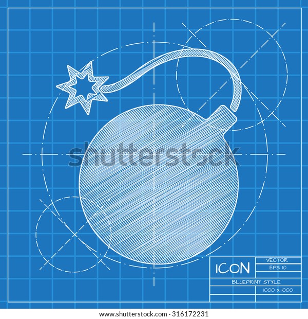 Vector Blueprint Bomb Icon On Engineer Stock Vector (Royalty Free ...