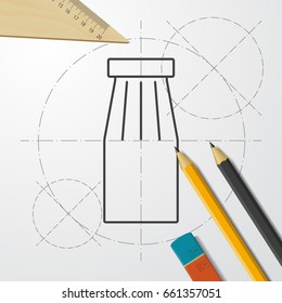 Vector Blueprint Bottle Juice Template On Stock Vector (Royalty Free ...