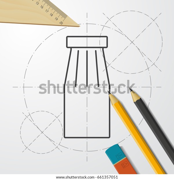 Vector Blueprint Bottle Juice Template On Stock Vector (Royalty Free ...