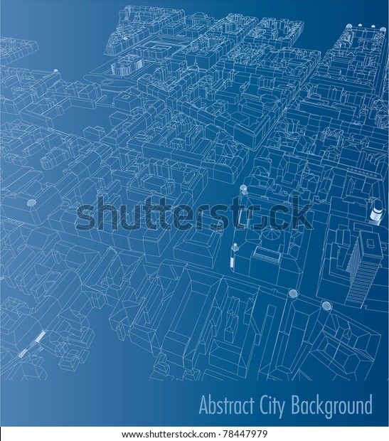 Vector Blueprint Drawing Old European Town Stock Vector (Royalty Free ...
