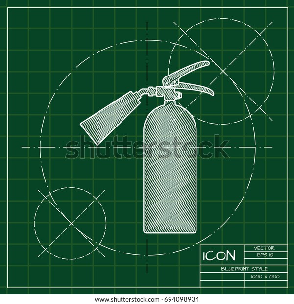 Vector Blueprint Fire Extinguisher Icon On: vector de stock (libre de ...